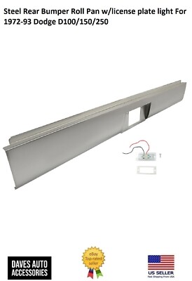Steel Rear Bumper Roll Pan w/license plate light For 1972-93 Dodge D100 ...