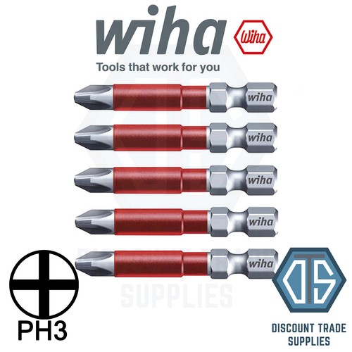 Wiha Maxxtor PH3 - Pack of 5 - 49mm Phillips Long Impact Driver Screw ...