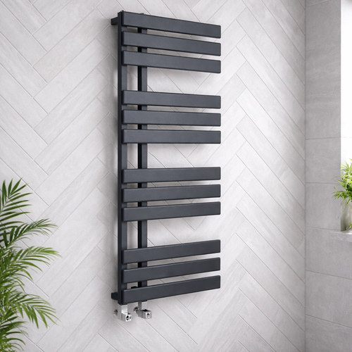 Designer Anthracite Flat Panel Heated Towel Rail Radiator 500x1180mm ...