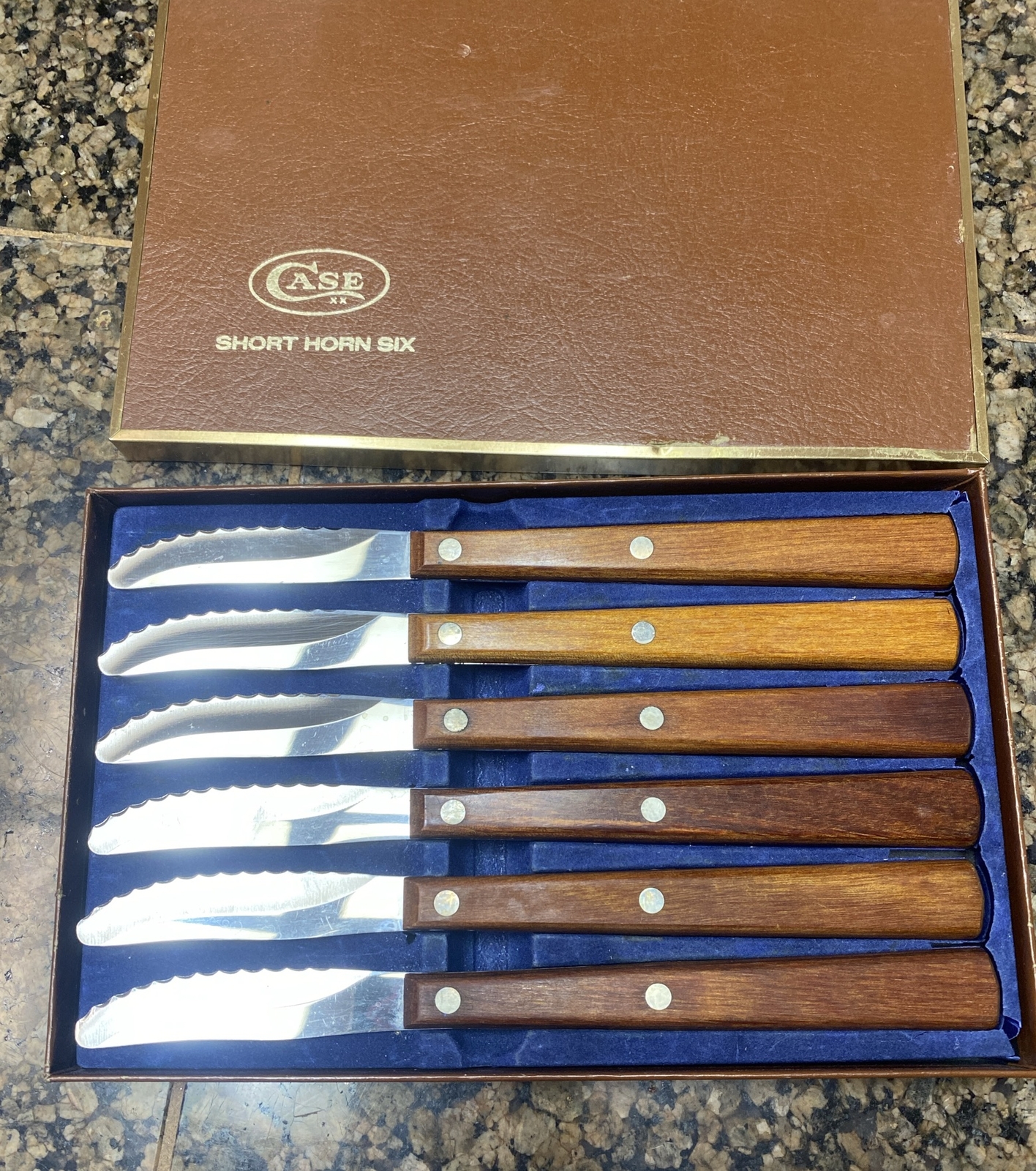 Vintage Case XX M256 SS Six Short Horn Steak Knives Stainless Serrated ...