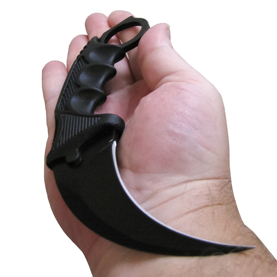 ElitEdge Tactical Combat KARAMBIT Neck Knife w/ Sheath & Cord Black ...