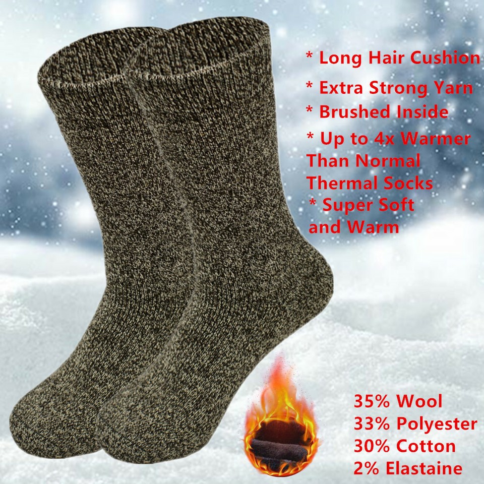 6 Pairs Mens Winter Merino Lambs Wool Heavy Duty Work Thermal Boots ...
