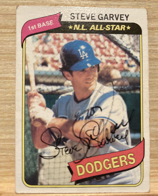 Vintage 1980 Steve Garvey MLB Baseball Card Dodgers Topps #290 Signed ...