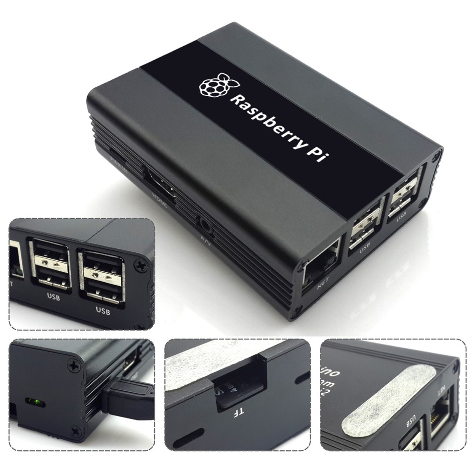 New Premium Raspberry Pi Case Aluminum Enclosure for Raspberry Pi 3B+/3 ...