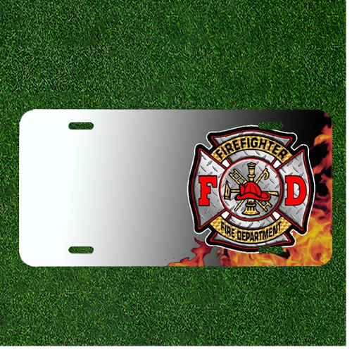 Custom Personalized License Plate Auto Tag With Firefighter Flames Add ...