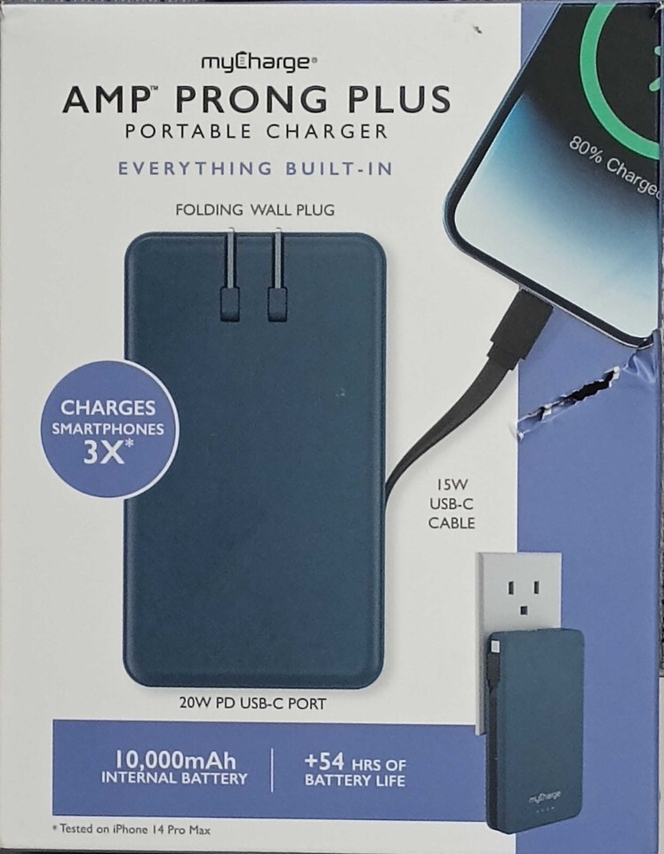 myCharge PowerHub Plus 6000mAh/15W Output Power Bank with Integrated ...