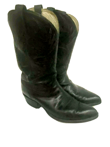 Dan Post Black Leather Mens Western Cowboy Roper Work Boots US 10.5 ...