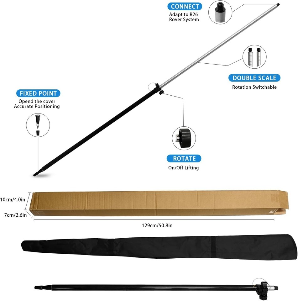 2.2M RTK GPS Prism Range Pole Portable Rod Double Scale Meter and Feet ...