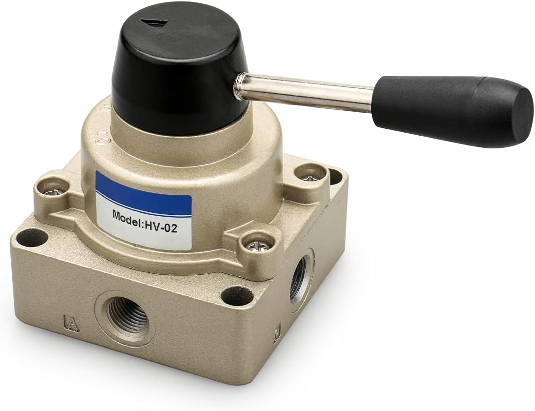 Rotary Lever Hand Valve HV-02 PT1/4 Air Flow Control 3 Position 4 Way ...