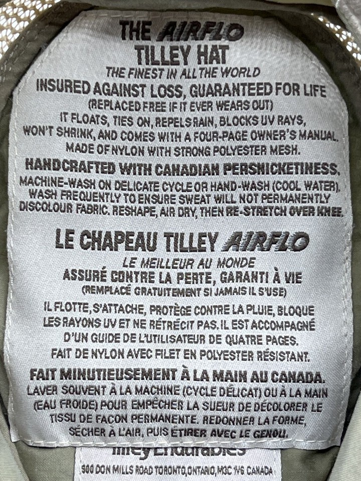 Tilley Airflo Sun Hat LTM6 Size 7 1/2 Khaki Outdoor Guide Gorpcore Hike ...