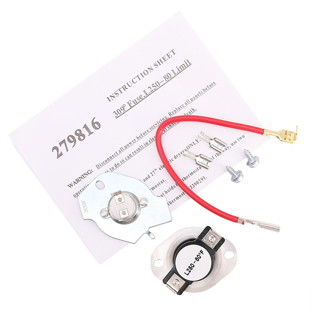 279816 Thermal Cut Off Kit Dryer Thermostat KitchenAid Whirlpool Maytag ...