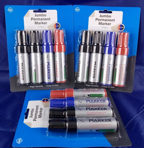 12Pcs Jumbo Markers Permanent Markers Pen Bulk Texta New Red Blue Black ...