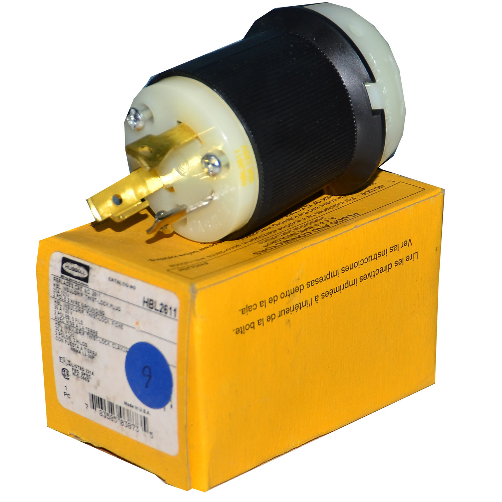 HBL2611 Hubbell 2 Pole 3 Wire Grounding Twist Lock Plug-SA | eBay