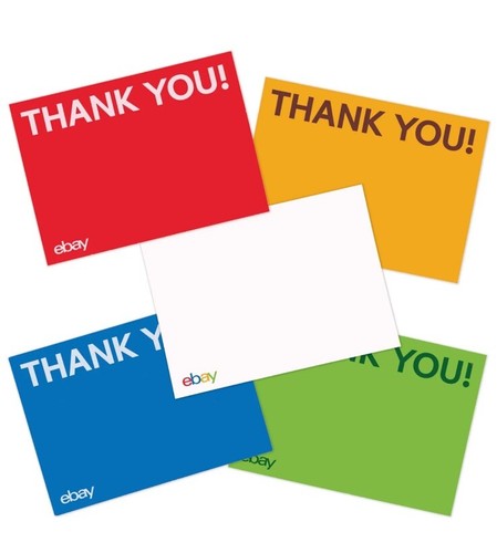 100 eBay Thank You Cards 4 Colors Red, Blue, Green & Yellow Official ...