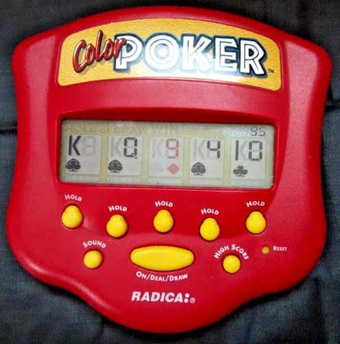 Radica Color Poker Handheld ElectronIc Card Game Tested Works Red 1999 ...