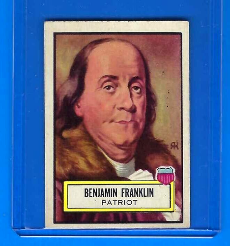 1952 TOPPS LOOK N SEE #21 BEN BENJAMIN FRANKLIN PATRIOT TRADING CARD EX ...
