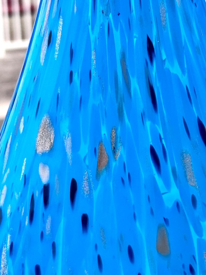 Gradient Blue Vase Gold Fleck Tear Drop Shape Glass 15.5" Murano Italy ...