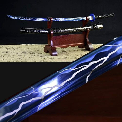 Blue Thunder and Lightning Blade Katana High Manganese Steel Samurai Sword | eBay
