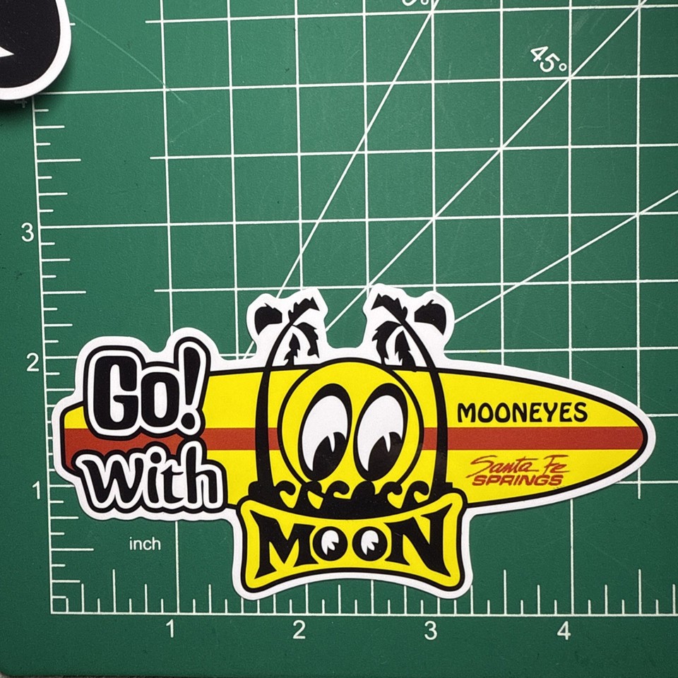 🔥 Qty 2 MoonEyes Racing MOON Eyes Sticker Rat Fink Vintage Hot Rod ...