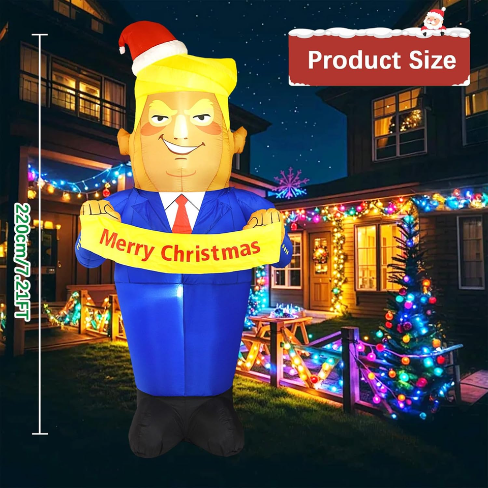 Christmas Inflatables Outdoor Decorations, 7.2 Ft LED Lighted Uncle Sam ...