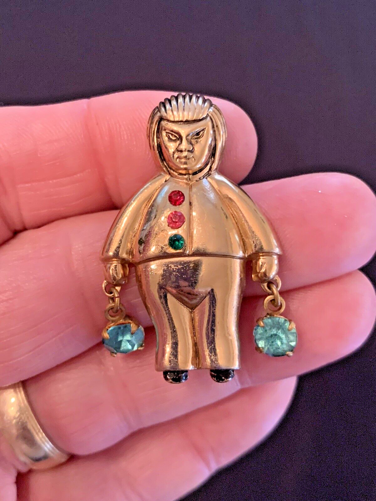 Rare Vintage Figural China Man Brooch 1950’s Mint - Gem