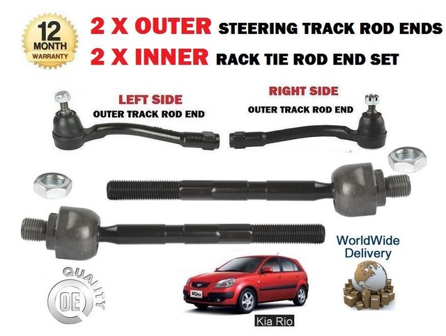 FOR KIA RIO 2005> 2x OUTER + 2x INNER LEFT RIGHT STEERING TRACK RACK ...