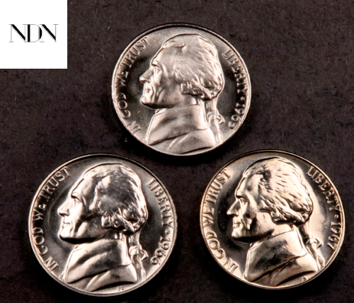 1965+1966+1967 Jefferson Nickel Set/Lot - Gem SMS (Proof Like PL) - 3 ...