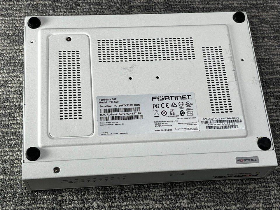 Fortinet FG-60F FortiCloud Key MFQL 4YMZ Ethernet Switch No Power Cord ...