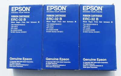 3 BOXES EPSON RIBBON CARTRIDGE ERC 32 B BLACK TM H6000 U675 RP-U420 M ...