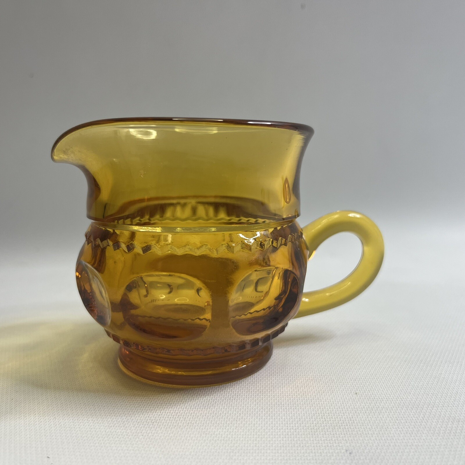 Amber Thumb Print Creamer Pitcher - Indiana Glass - Kings Crown | eBay