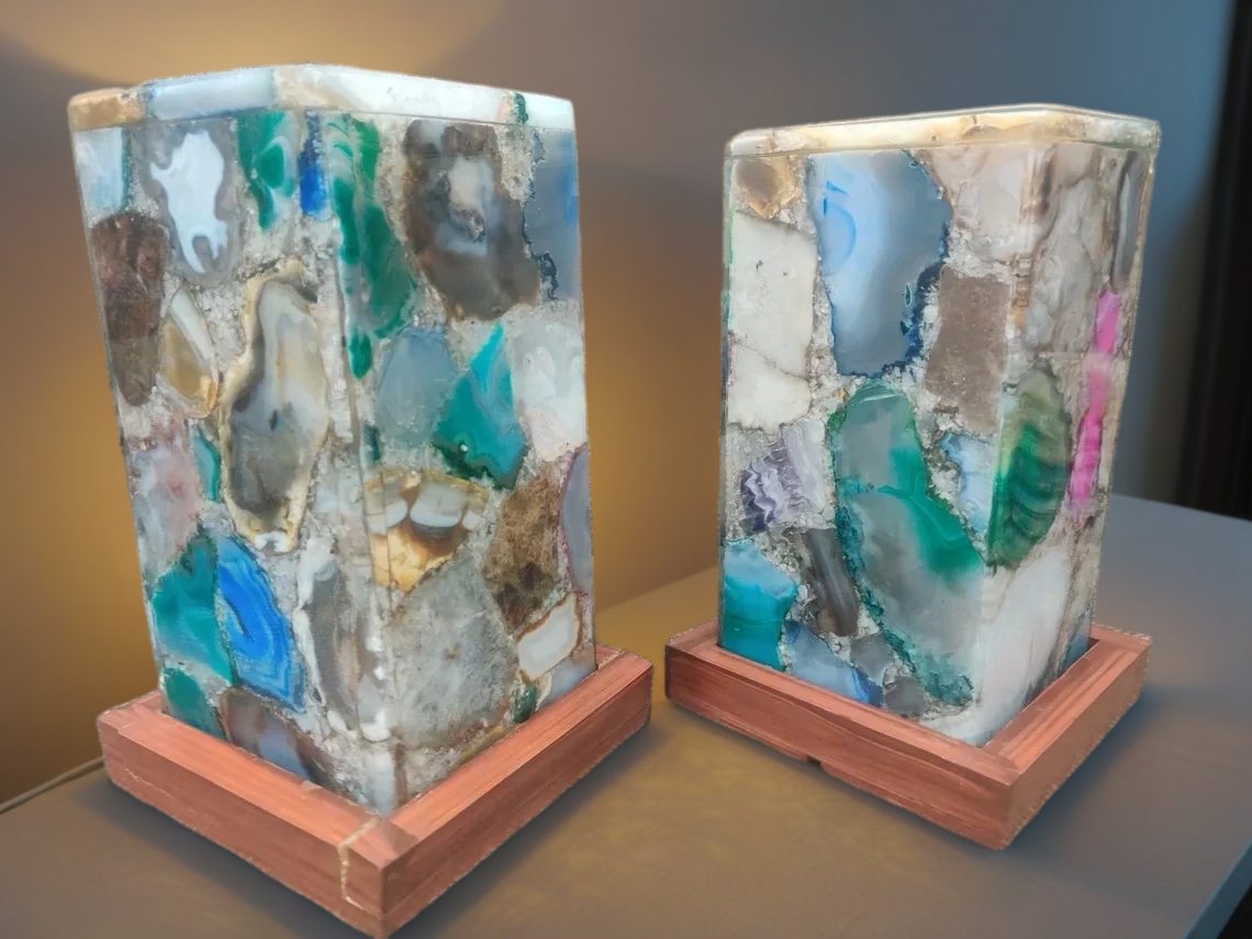 Mix Agate Table Lamp Set of 2 | Elegant Agate Lamps | Natural Stone ...