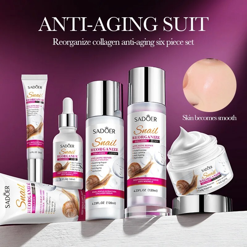 6pcs/Set Snail Collagen Skin Care Sets Moisturizing Anti Wrinkle ...