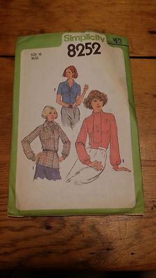 VINTAGE SIMPLICITY LADIES BLOUSE PATTERN 8252 SIZE 16 UNCUT FREE ...