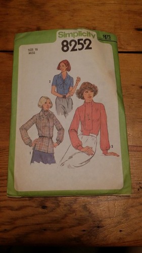 VINTAGE SIMPLICITY LADIES BLOUSE PATTERN 8252 SIZE 16 UNCUT FREE ...