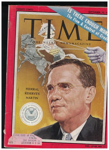 Time September 10 1956 William McChesney Martin Mickey Mantle School ...