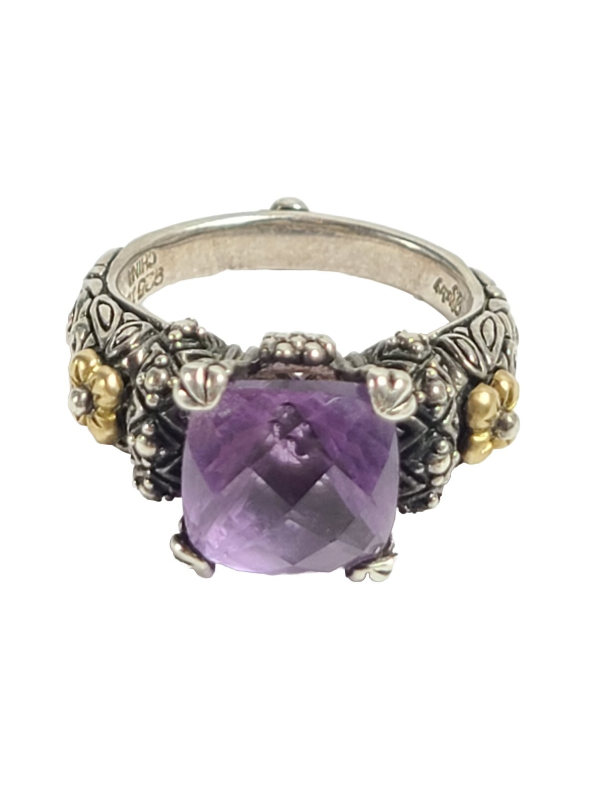 Barbara Bixby Ring Sterling Silver 18k Gold Amethyst Size 7.75 | eBay