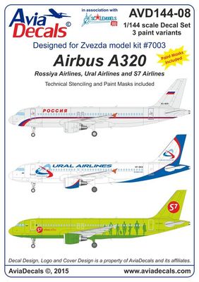 Avia Decals 1/144 Airbus A320 Rossiya / Ural / S7 Decals with Stencils ...