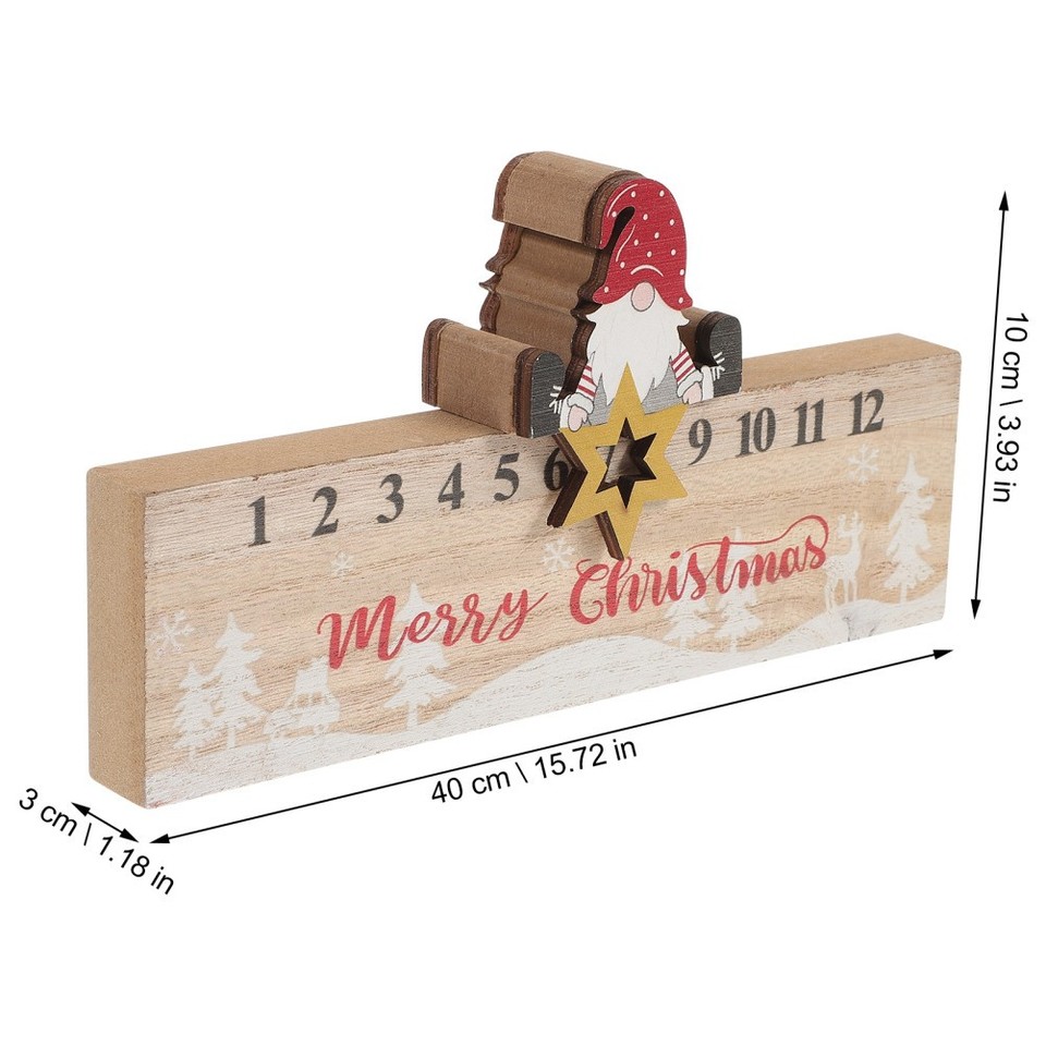 1 decorazione natalizia con calendario di Babbo Natale in legno per il ...