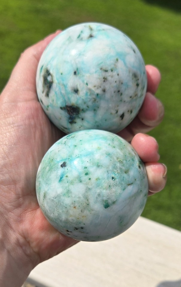 4+ LB NEW 3 Phoenix Stone Spheres + 1 Blue Aragonite Gemstone Crystal ...