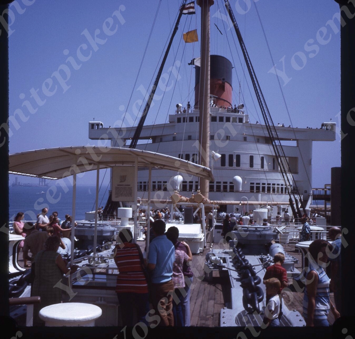 sl81 Original slide 1971 Queen Mary Ship deck 643a | eBay