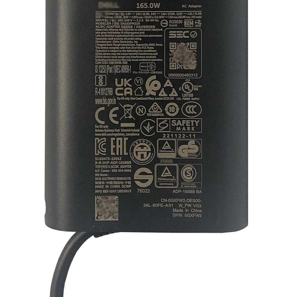 165W USB-C Type-C AC Adapter Power Supply Charger for Dell Precision ...