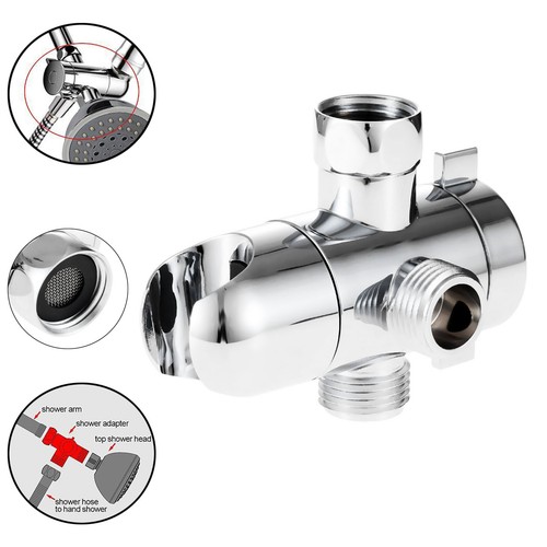 3 Way 1/2" Diverter Connector Mount For Shower Head ABS Fixed Bracket ...