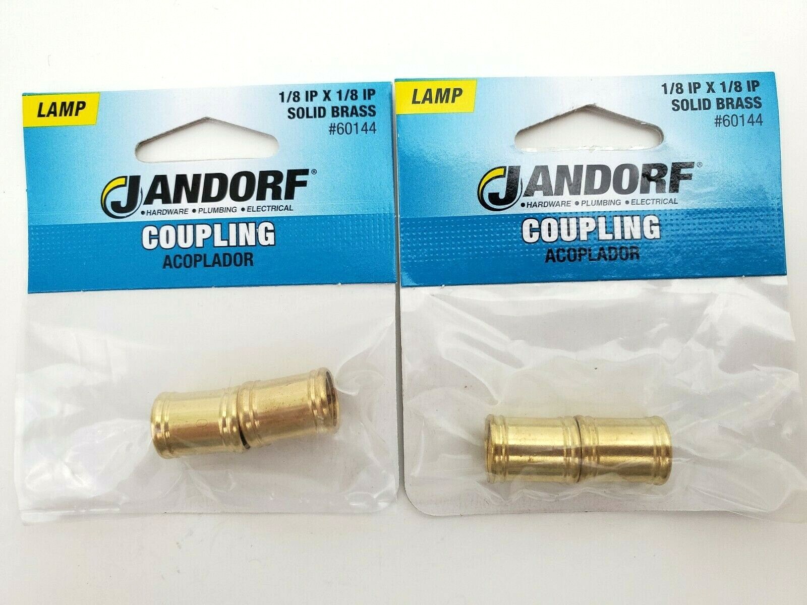 Lot of 2 Packs of 2 Jandorf 60144 Solid Brass Lamp Couplings 1/8 x 1/8 ...