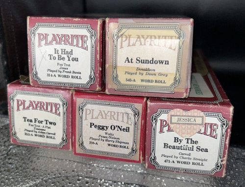 5 Play-Rite Player Piano Rolls With Boxes Usable Condition Old ...