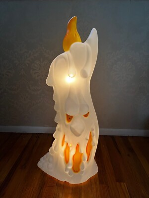 36" Blow Mold Halloween 2 Sided Melting Ghost Face Candle General Foam ...