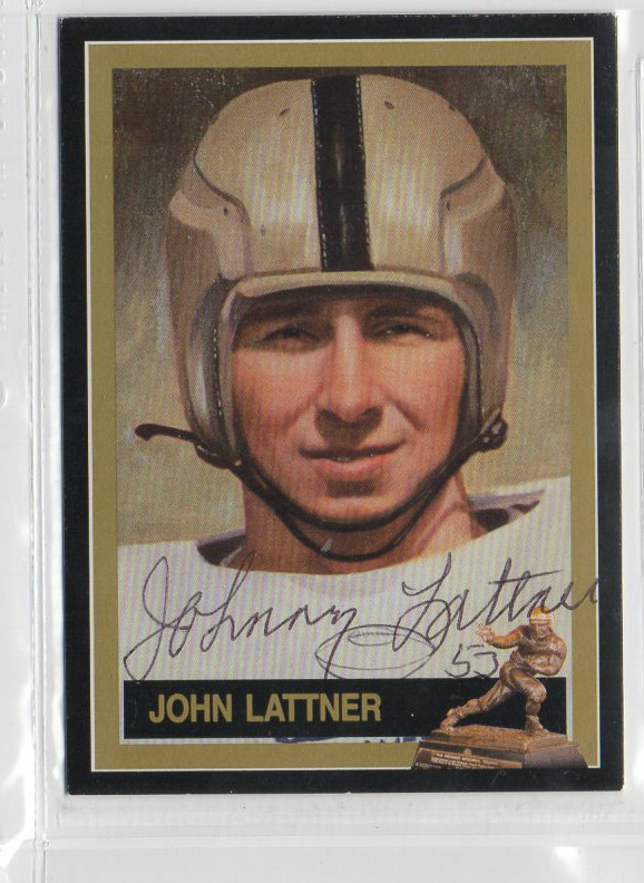 Johnny Lattner 1991 Heisman Trophy Collection autographed card Notre ...