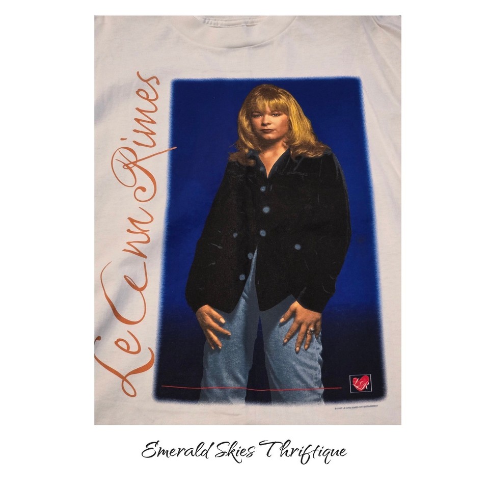 Vintage Leann Rimes Shirt XL White 90s Country Music Tour Heart free ...