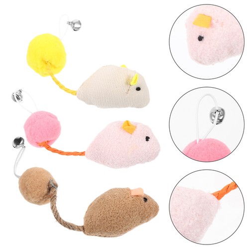 3 Pcs Cat Mice Toy Bundle Realistic Rat Plush Set Indoor Play Ball ...