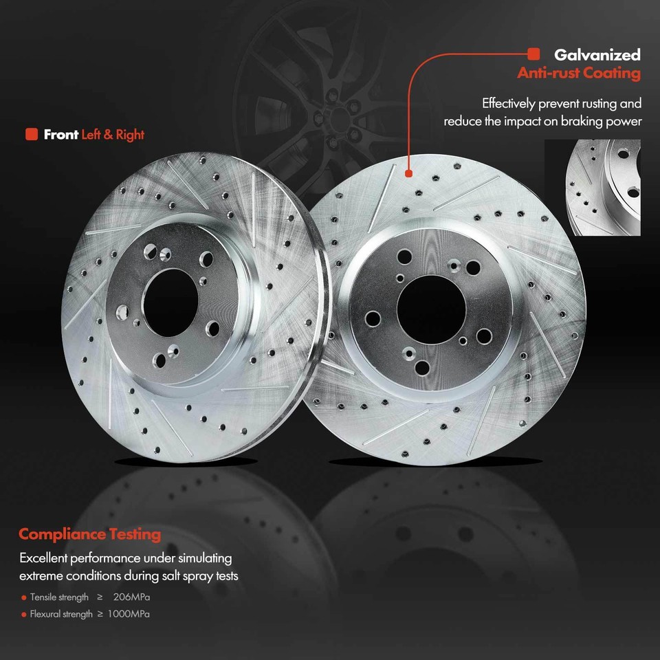 6x Drilled Brake Rotors for Honda Ridgeline 2006-2011 V6 3.5L Front ...