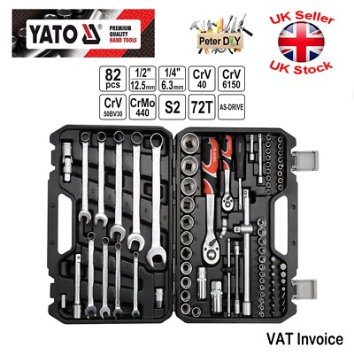 Yato Professional 82 pcs Ratchet Socket Set 1/2 1/4 Tools Toolbox YT ...